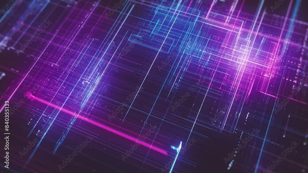 Advanced 3d Technology Neon Grid/ Animation of an abstract technology ...