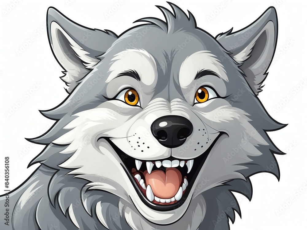 happy smiling wolf cartoon clipart on plain white background Stock ...