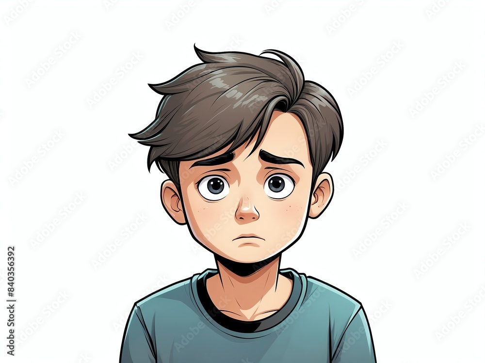 sad boy cartoon clipart on plain white background Stock Illustration ...