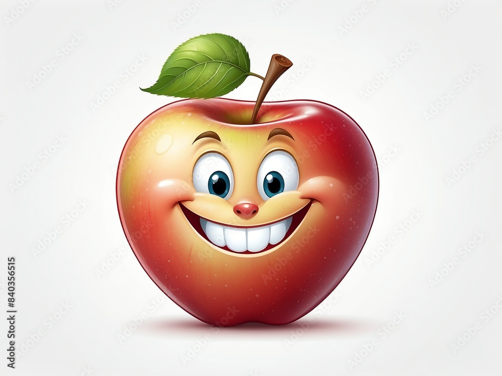smiling apple cartoon clipart on plain white background Stock ...