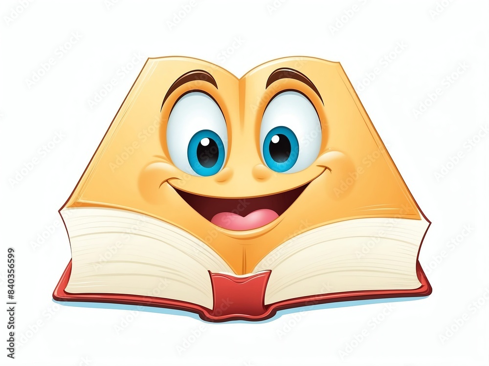 smiling book cartoon clipart on plain white background Stock ...