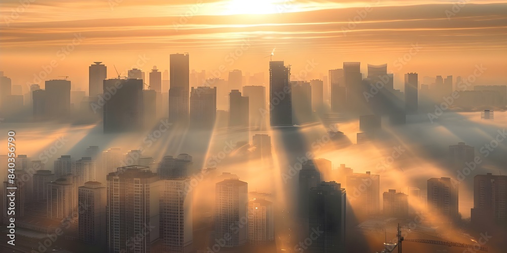City smog transforms into clean air symbolizing shift to ecofriendly ...
