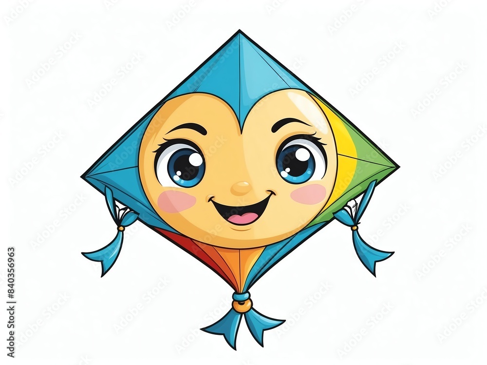 smiling cute kite cartoon clipart on plain white background Stock ...