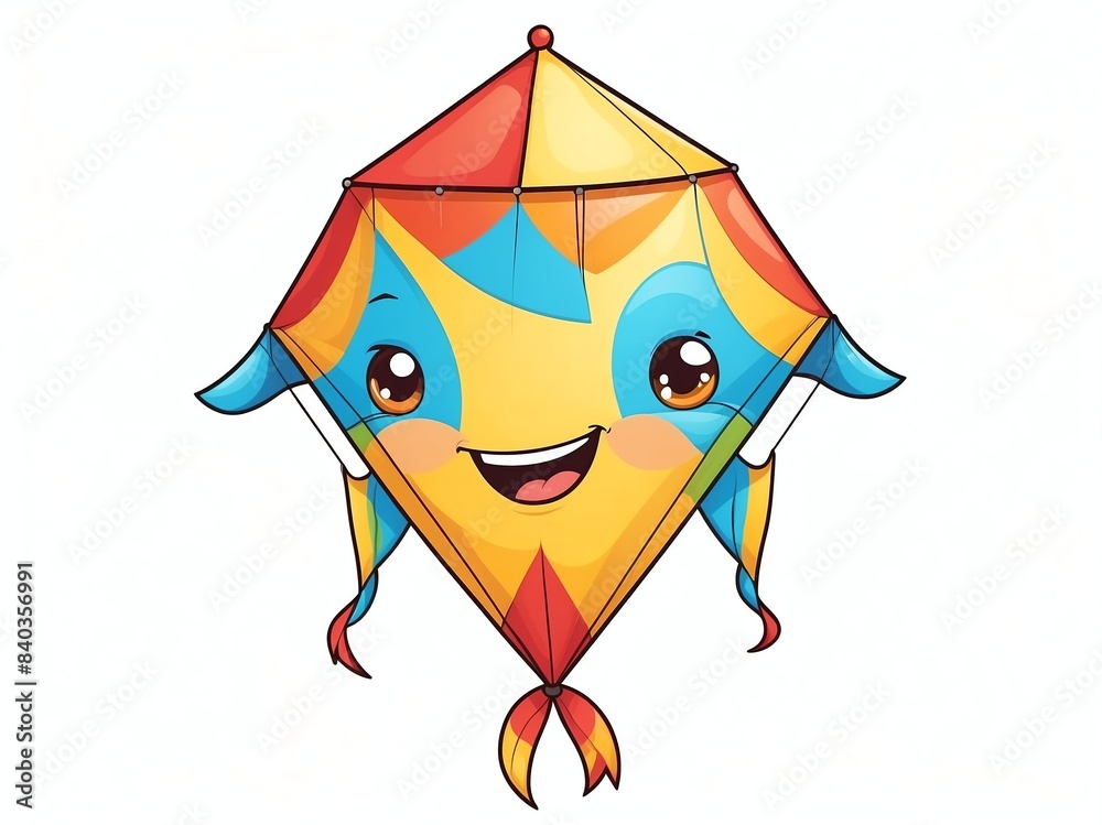 smiling cute kite cartoon clipart on plain white background Stock ...