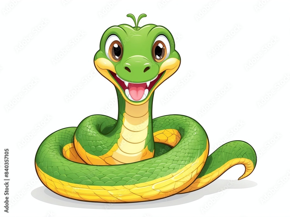 smiling cute snake cartoon clipart on plain white background Stock ...