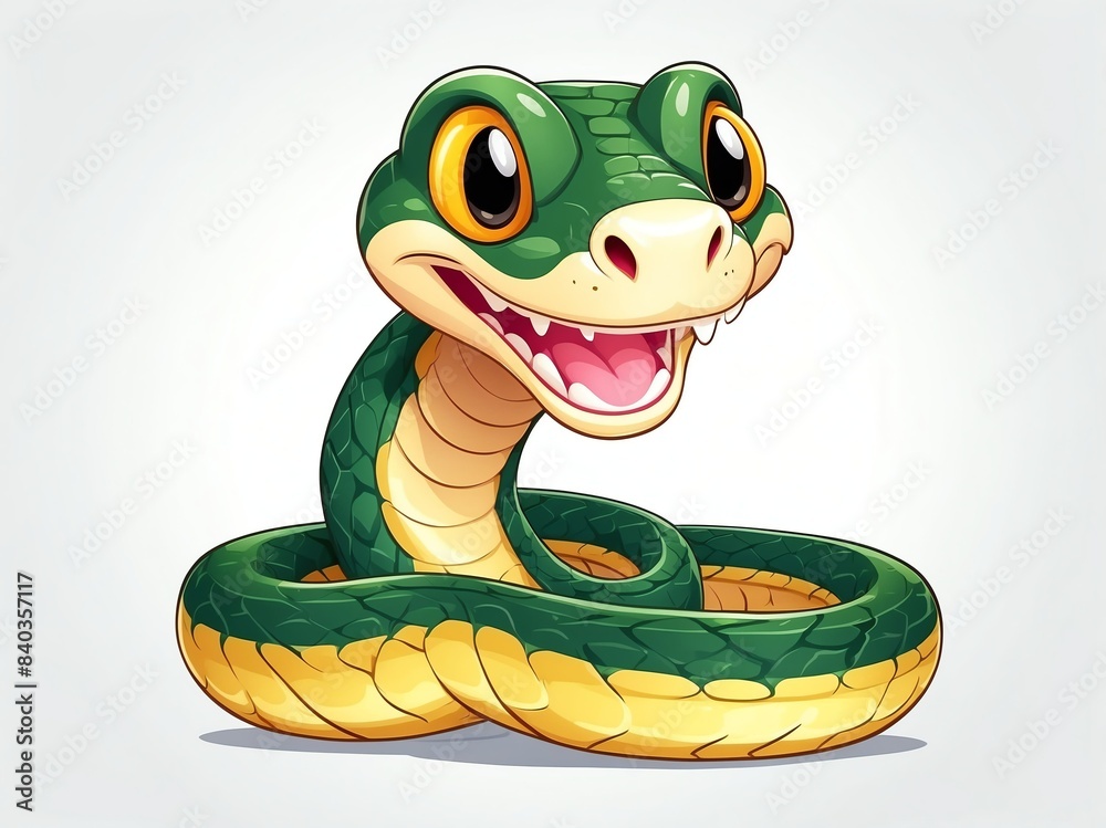 smiling cute snake cartoon clipart on plain white background Stock ...