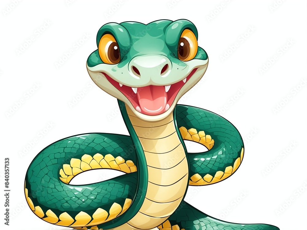 smiling cute snake cartoon clipart on plain white background Stock ...