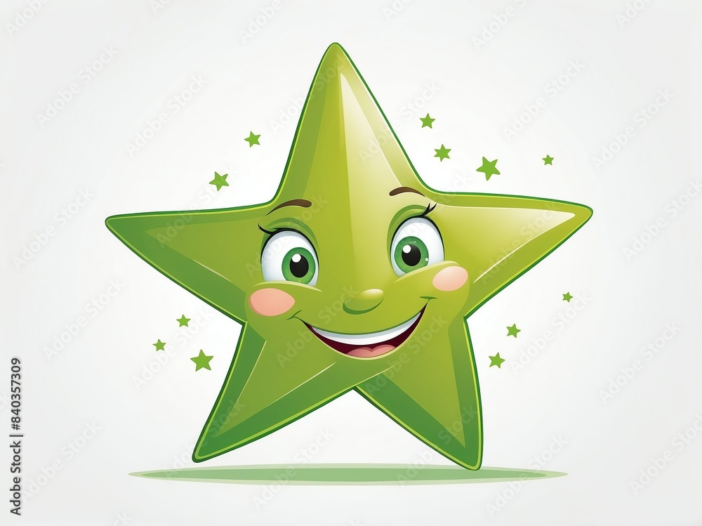 smiling green star cartoon clipart on plain white background Stock ...