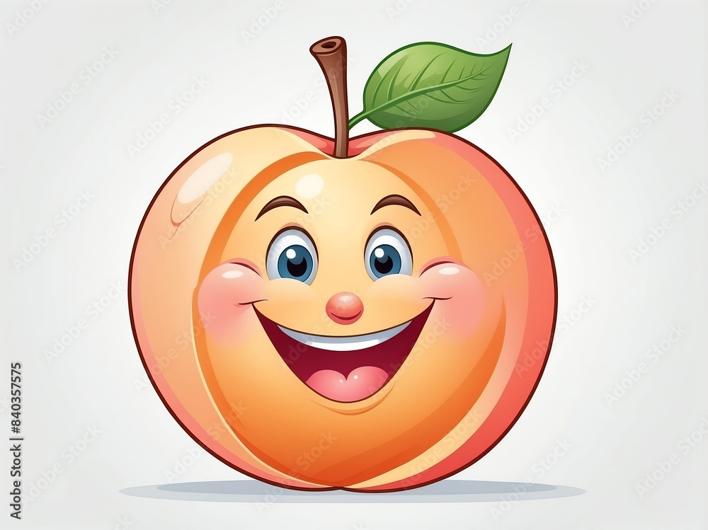 smiling peach fruit cartoon clipart on plain white background Stock ...