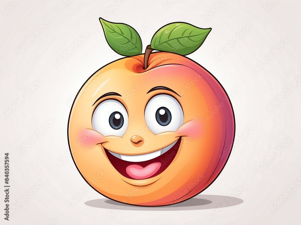 smiling peach fruit cartoon clipart on plain white background Stock ...