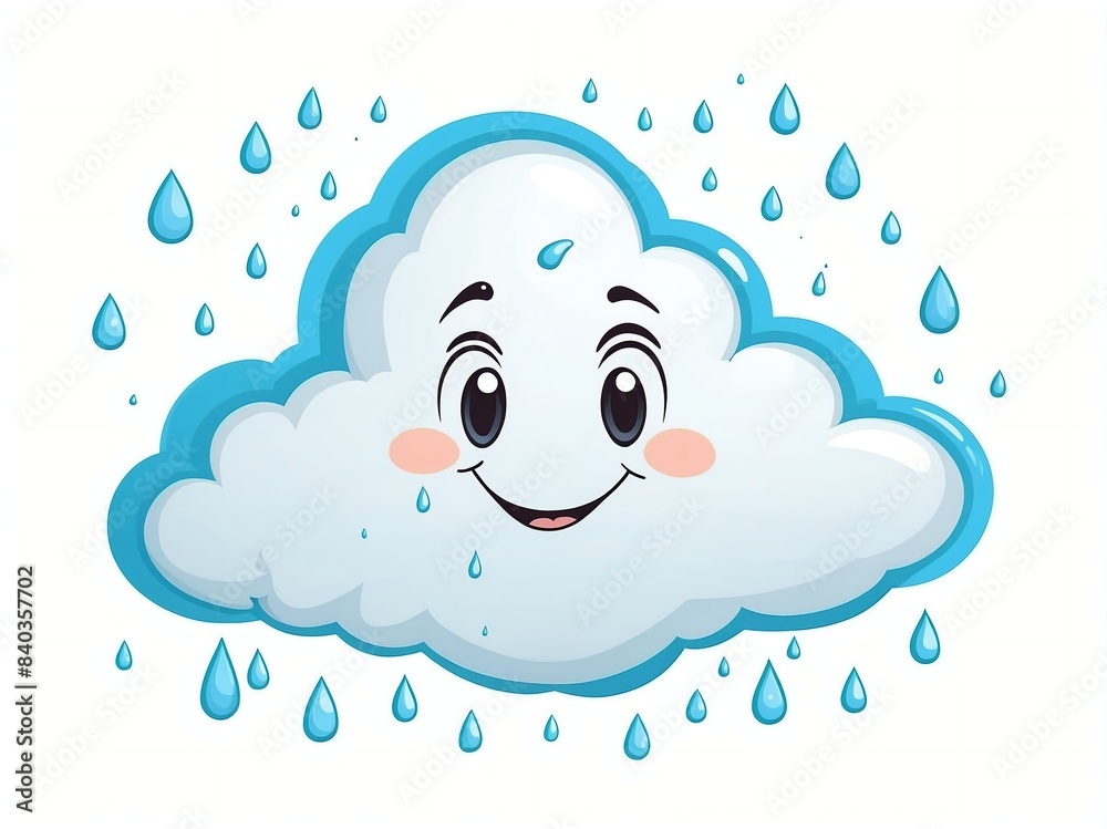 smiling rain cloud cartoon clipart on plain white background Stock ...