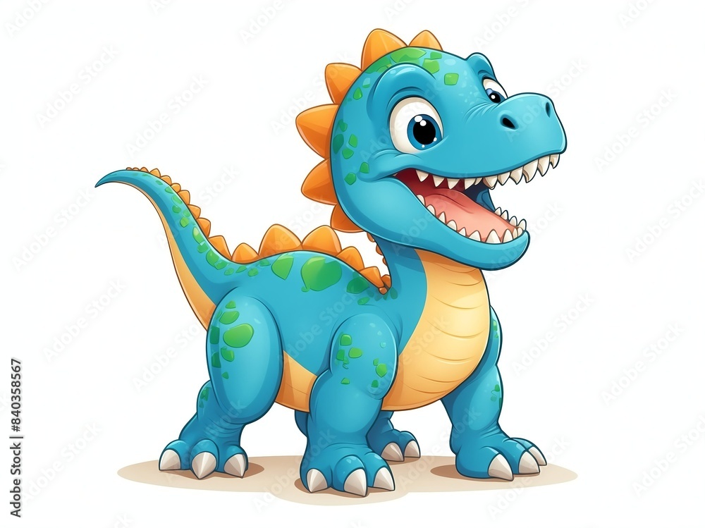 cute happy dinosaur cartoon clipart on plain white background Stock ...