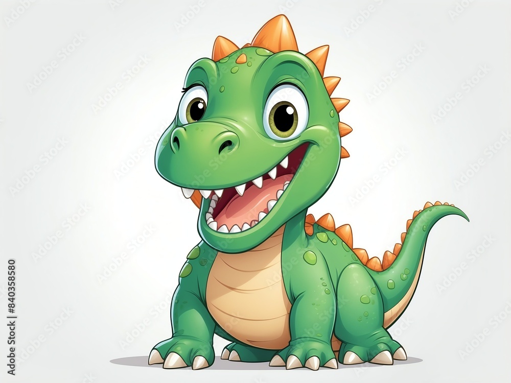 cute happy dinosaur cartoon clipart on plain white background Stock ...