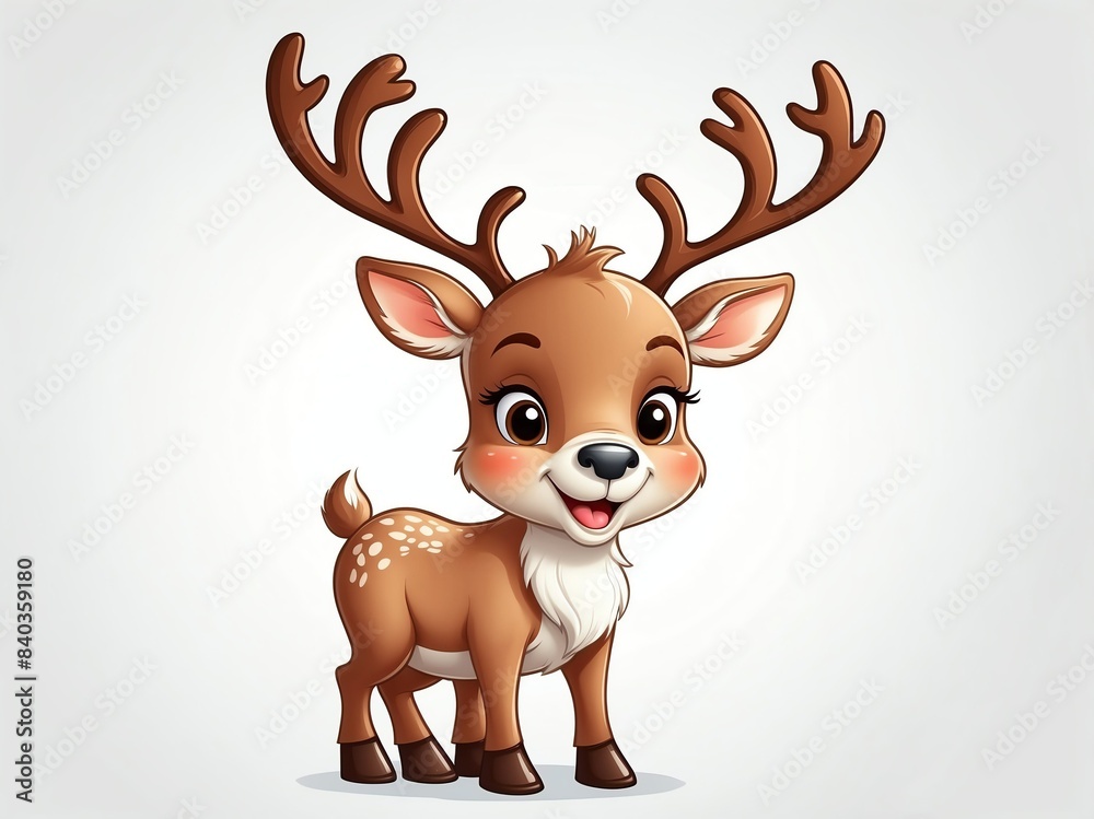cute reindeer cartoon clipart on plain white background Stock ...