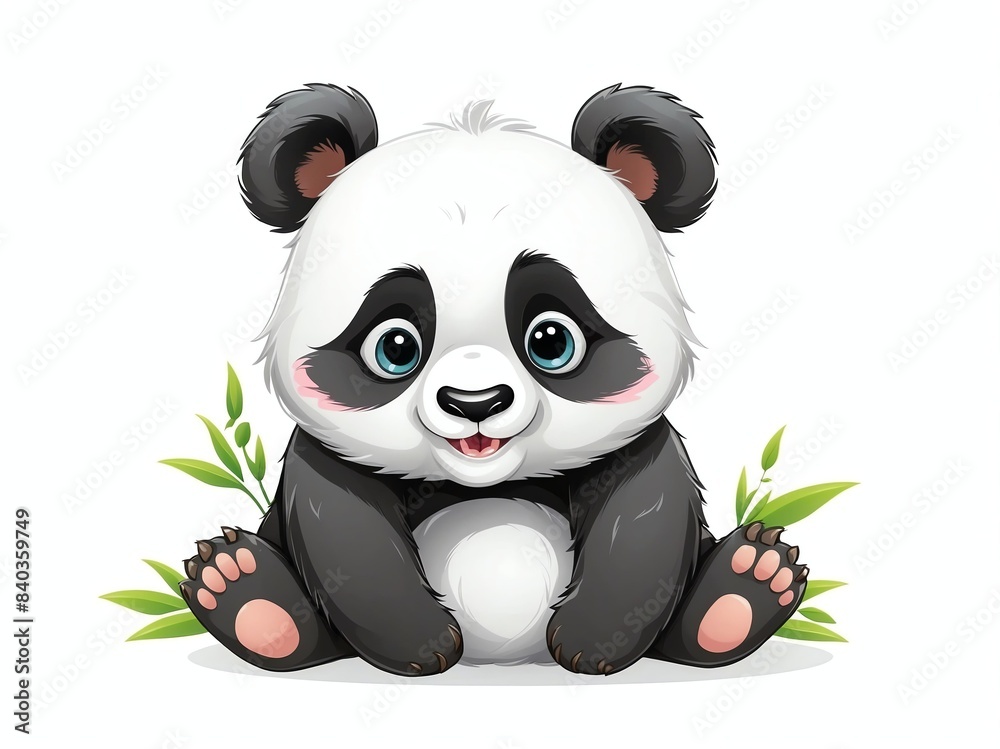 happy cute panda cartoon clipart on plain white background Stock ...
