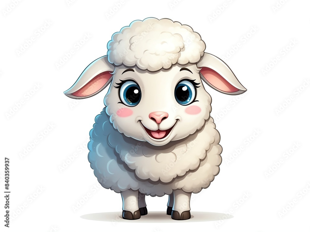 happy cute sheep cartoon clipart on plain white background Stock ...
