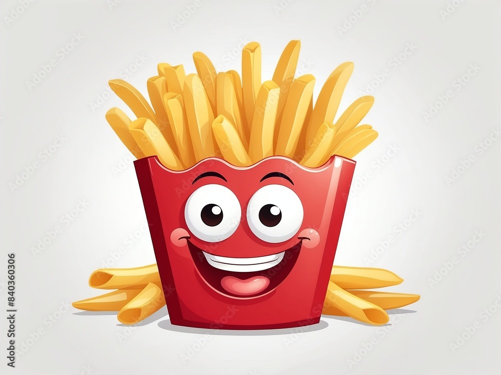 happy smiling french fries cartoon clipart on plain white background ...