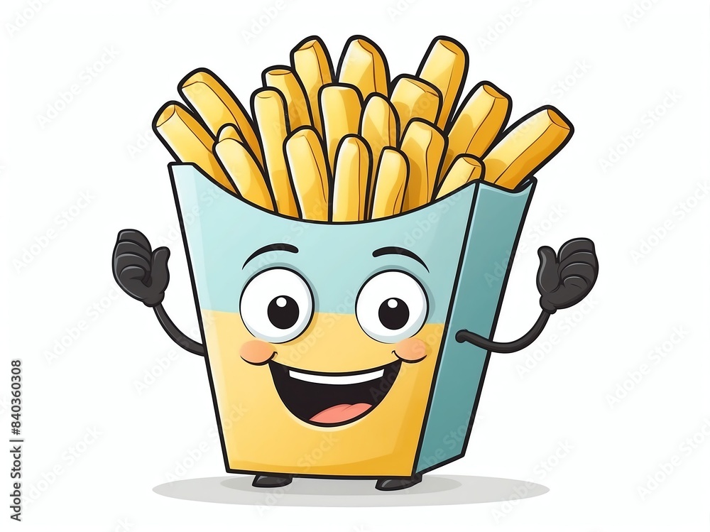 happy smiling french fries cartoon clipart on plain white background ...