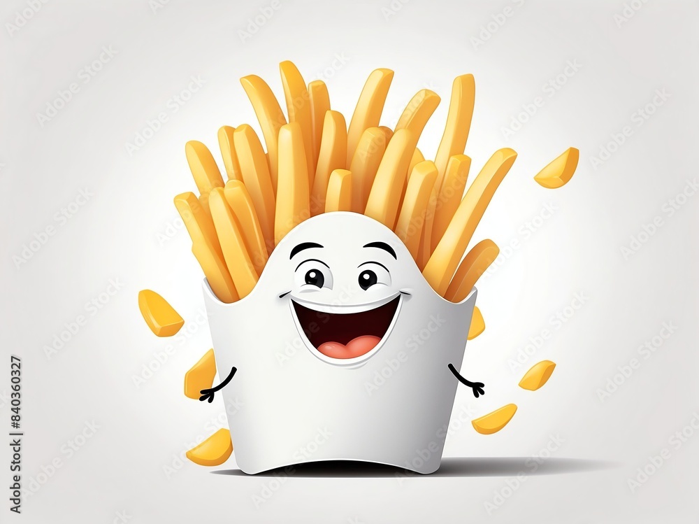 happy smiling french fries cartoon clipart on plain white background ...