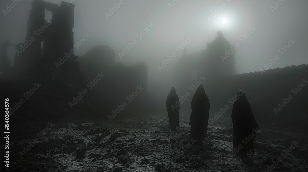 As the mist rolled in the abandoned village became a haunting landscape ...
