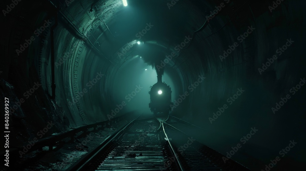 The tunnel is plunged into complete darkness as the phantom train ...