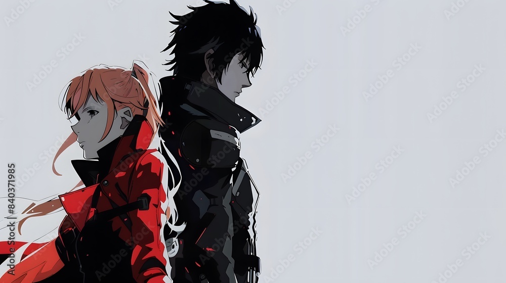 A captivating anime portrayal of a dynamic duo, the male and female ...