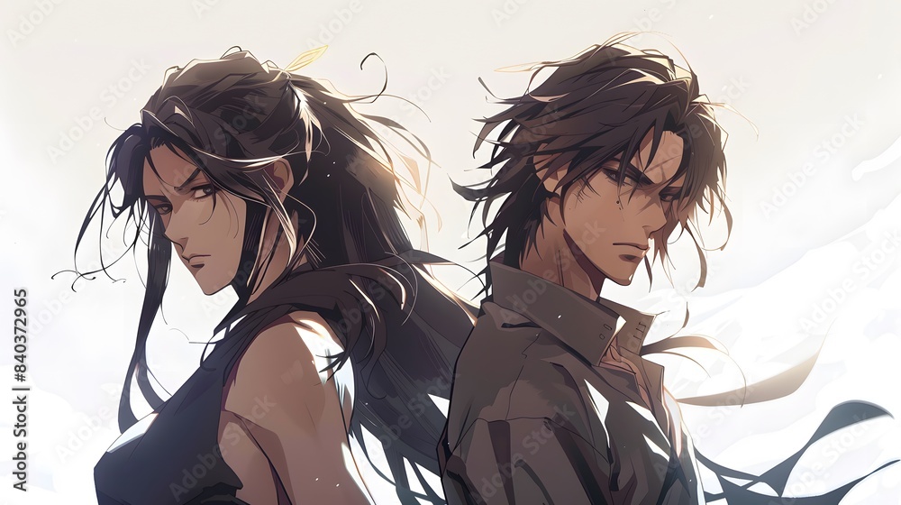 An anime portrayal of a brave male protagonist and a resilient female ...