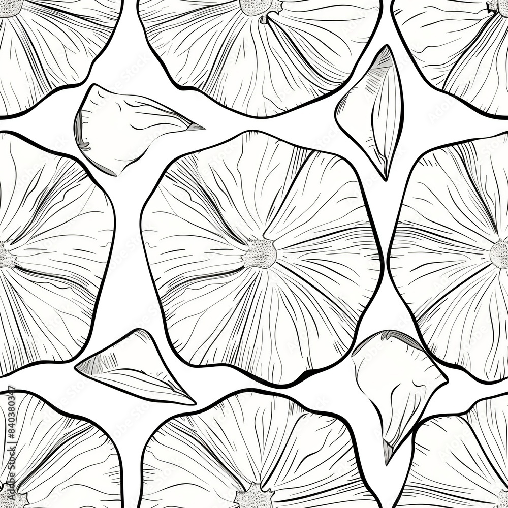 A detailed line drawing of a starfruit, sliced to reveal the star ...