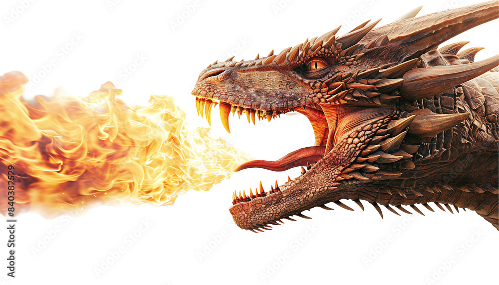 Dragon Head Breathing Fire, Fantasy Creature with Fiery Breath ...