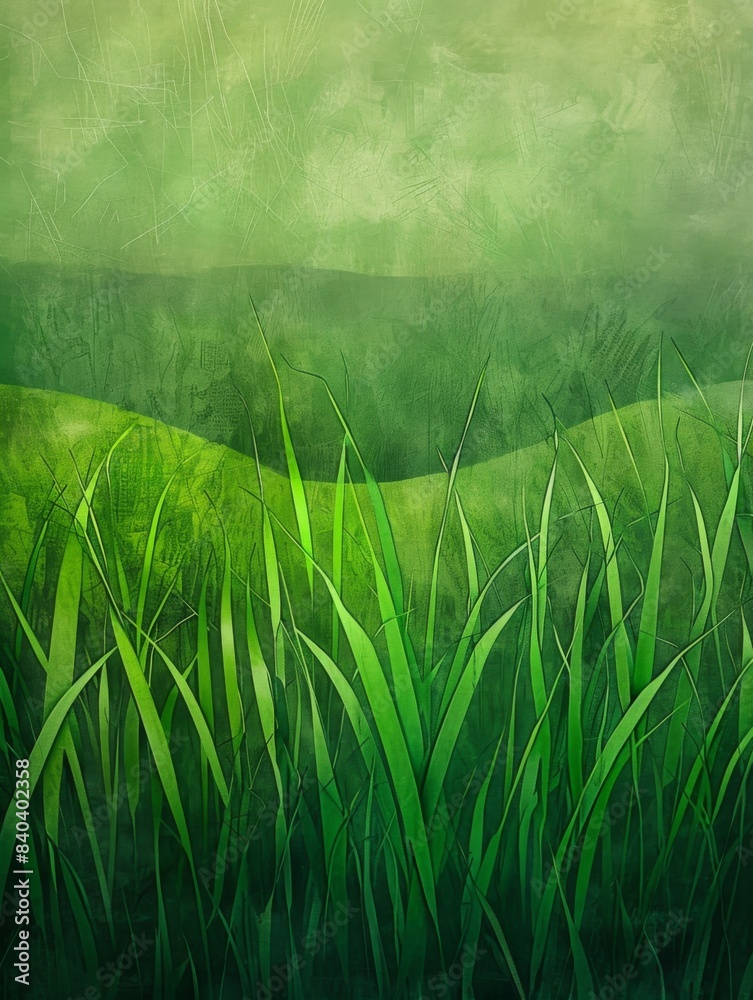 Soothing Green Grass Illustration with Layered Texture, Wallpaper ...