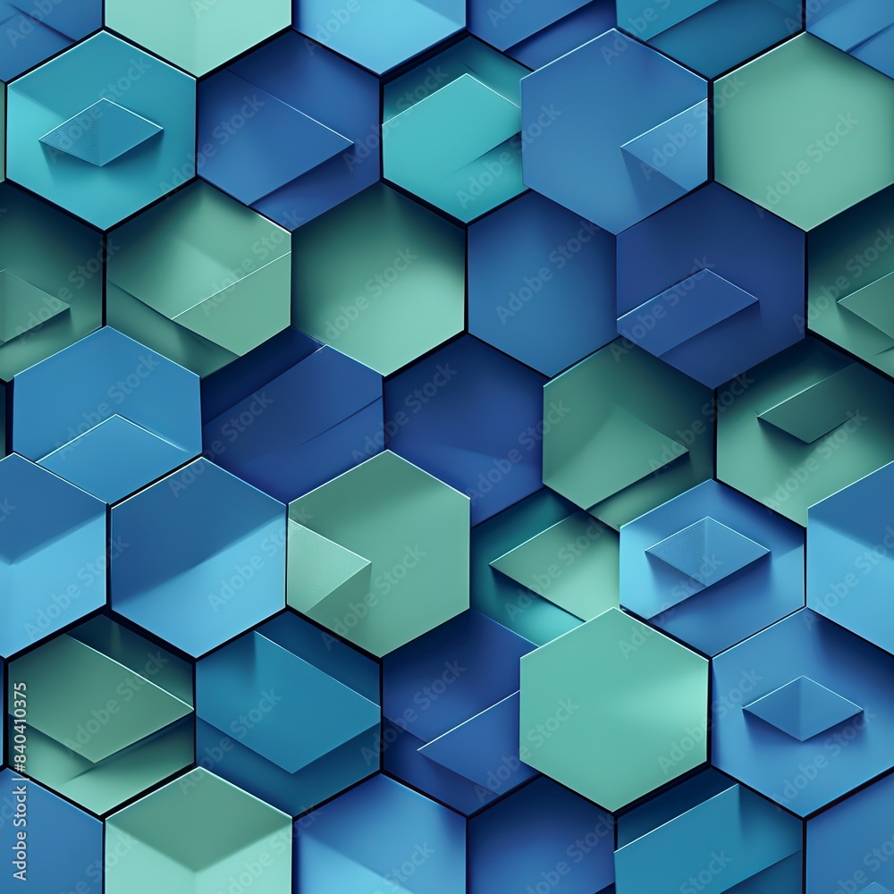 A vibrant 3D geometric wallpaper featuring overlapping hexagonal prisms ...
