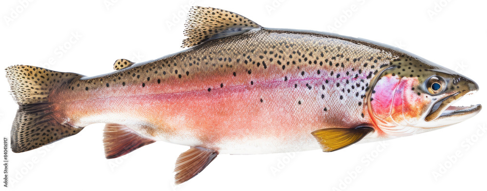 Rainbow trout river fish with transparent background in side view ...