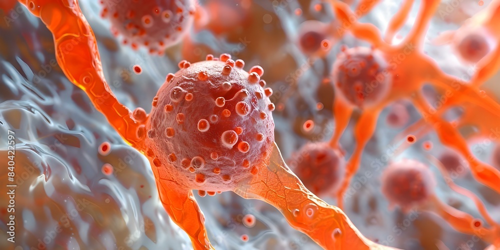 Detailed view of bloodforming cells in bone marrow. Concept ...