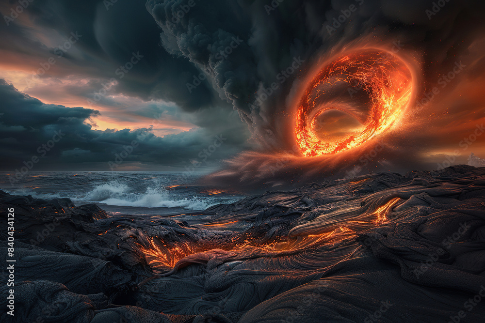 Generative ai on theme of scary huge hurricane fire tornado ...