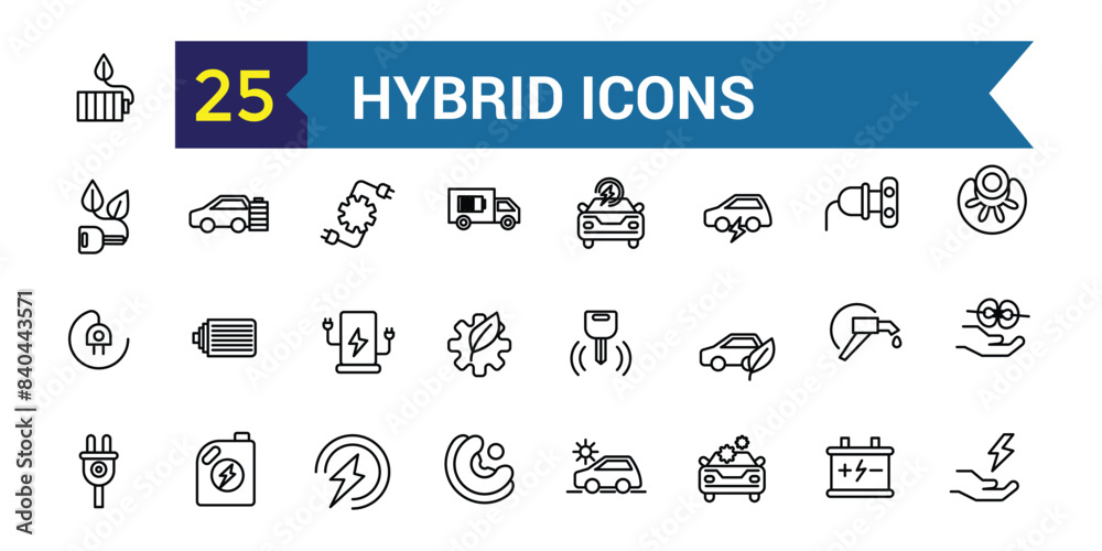 Hybrid icons set. Outline set of hybrid vector icons for ui design ...