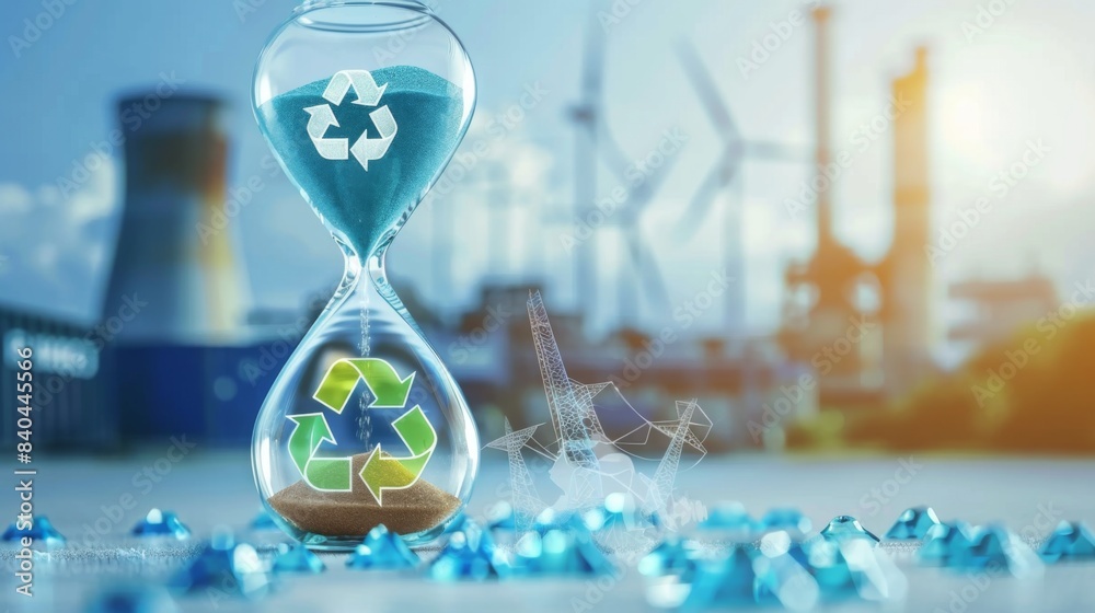 LCA life cycle assessment concept. Hourglass with LCA icon ...