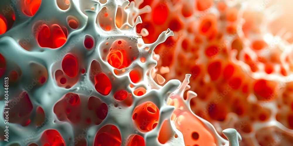 Vivid depiction of human bone marrow with red and cream hues. Concept ...