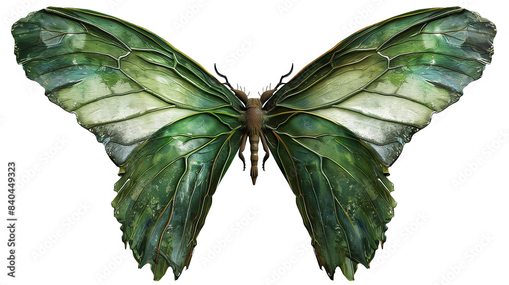 Green Moth Wings with Leaf Texture, Isolated on White PNG Transparent ...
