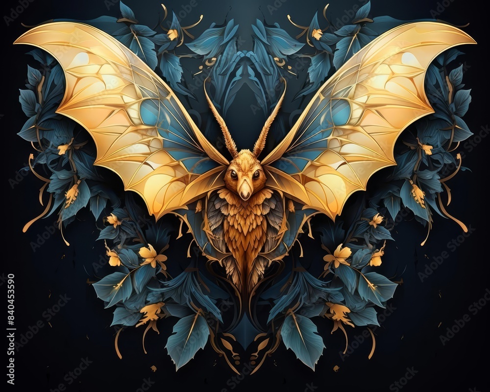 Bat pollinators flat design, top view, nocturnal pollination theme, 3D ...