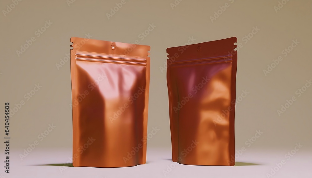 Pouch packaging mockup, showing a plain brown pouch packaging without ...