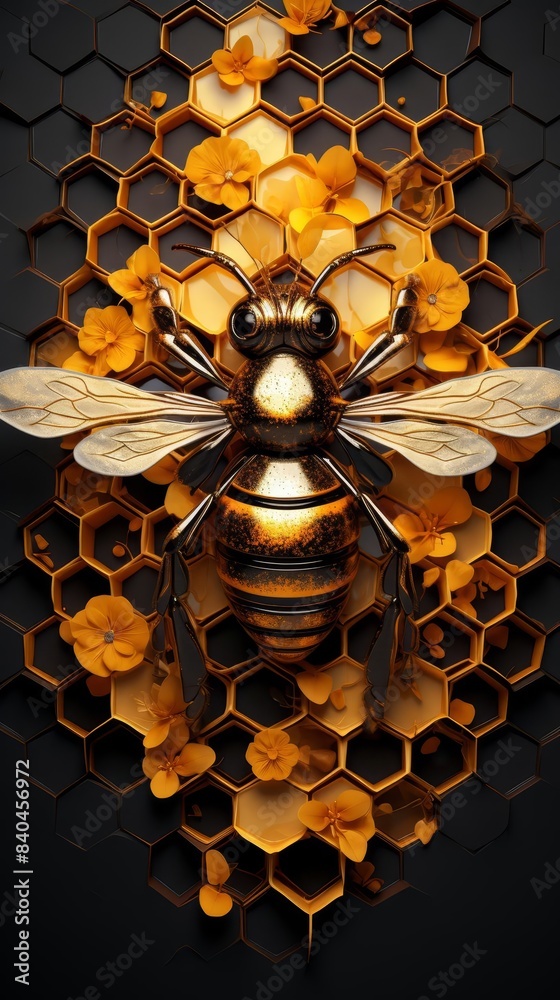 Bee pheromones flat design top view hive 3D render Monochromatic Color ...