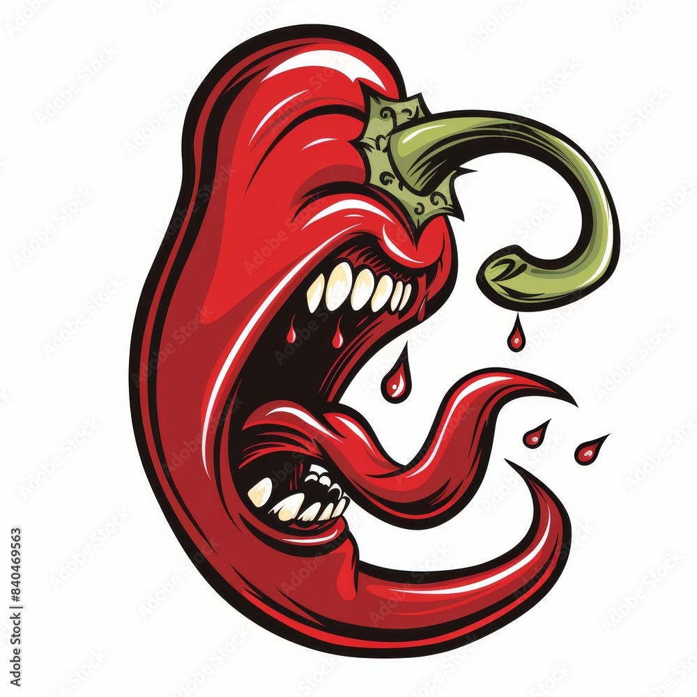 Screaming hot chili pepper clip art. Cartoon Caricature Stock ...
