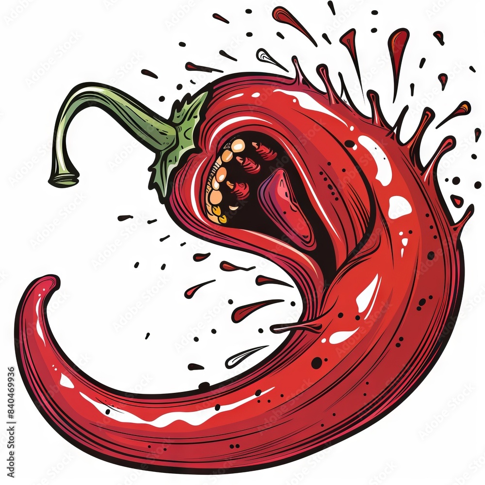 Screaming hot chili pepper clip art. Cartoon Caricature Stock ...