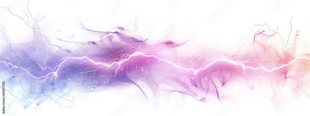 Vibrant abstract design of pink and purple lightning on white ...