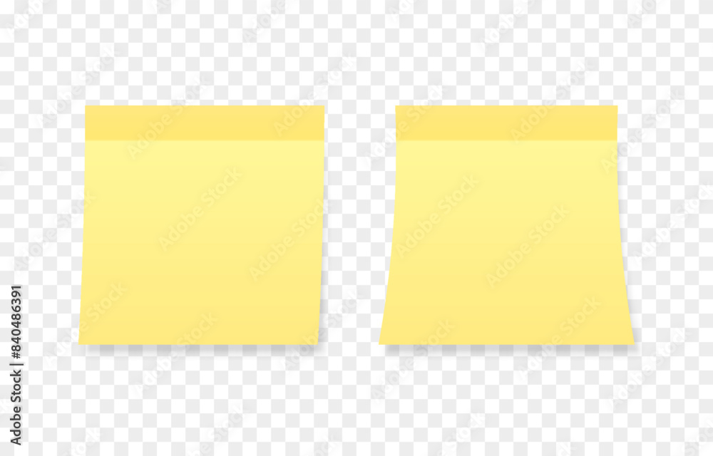 Vector set of yellow sticky papers png. Note paper png. Blank sticky ...