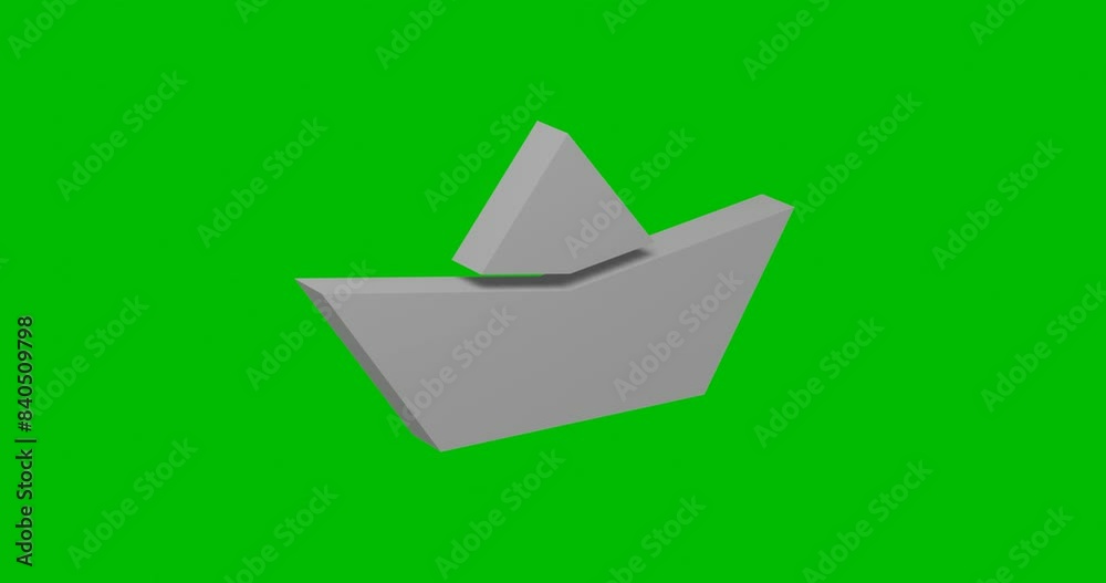 Animation of rotation of a white paper boat symbol with shadow. Simple ...