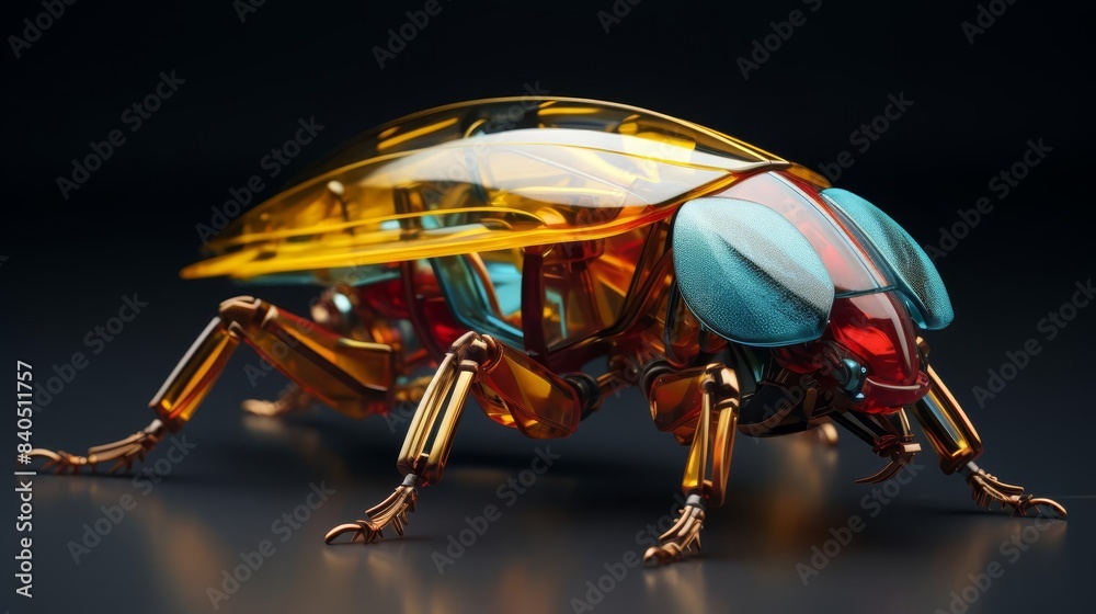 Cockroach exoskeleton flat design side view pest control 3D render ...