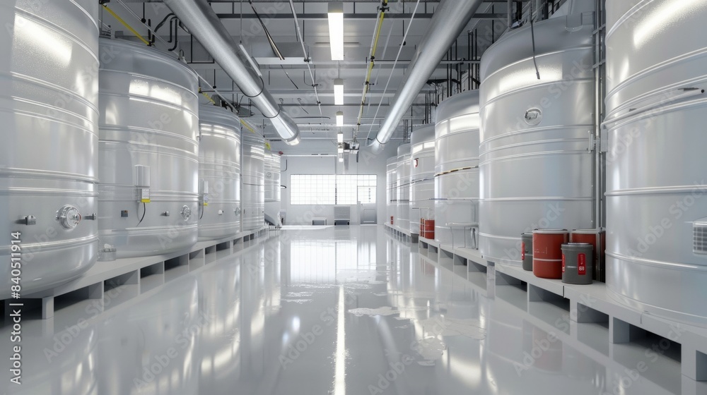 Chemical Barrels. Warehouse of chemical products. Chemistry industry ...