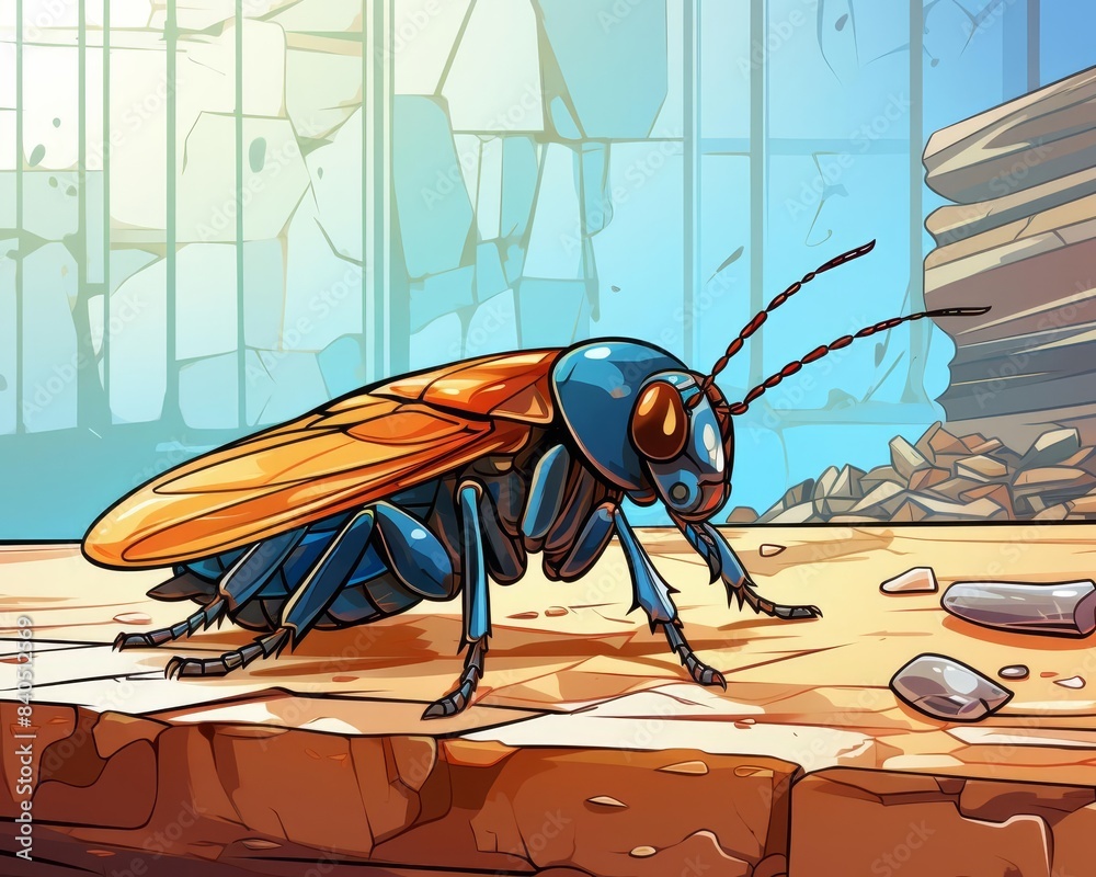 Cockroach infestation flat design, side view, sanitation theme, cartoon ...