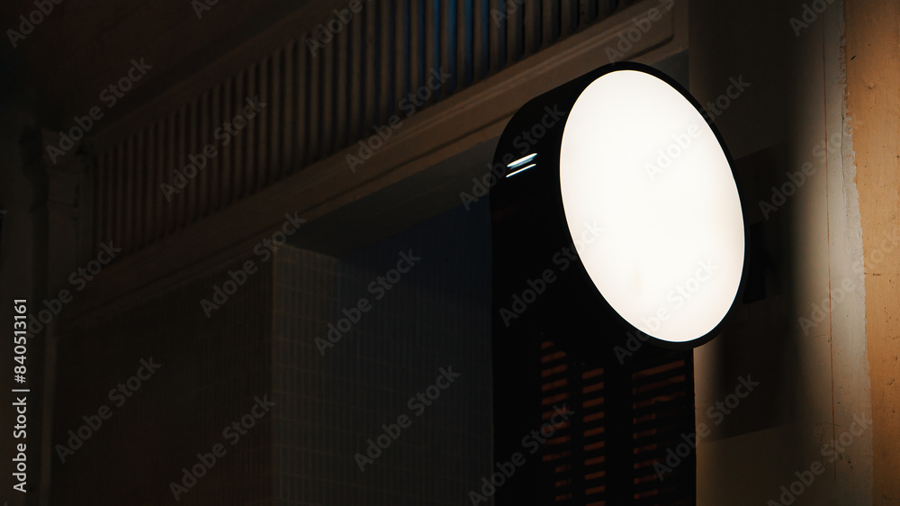 White empty outdoor business signage mock up on the street at night ...
